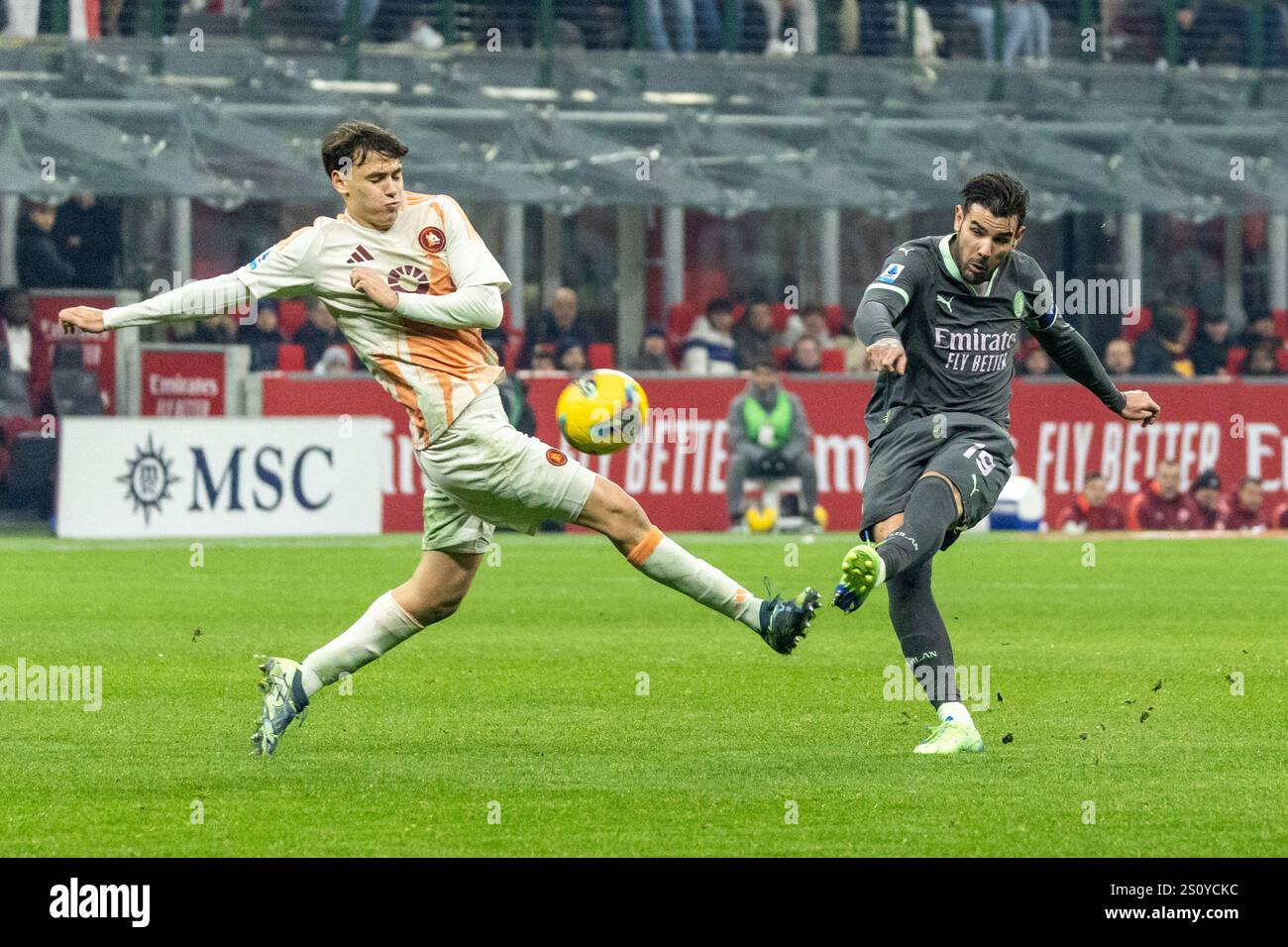 theo hernandez ac milan during serie A match Ac Milan vs As Roma ...