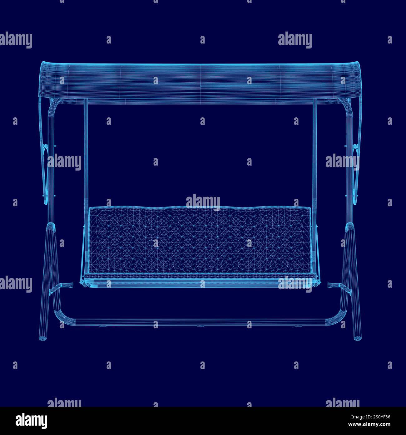The image is a blue drawing of a swing with seat, unique and creative ...