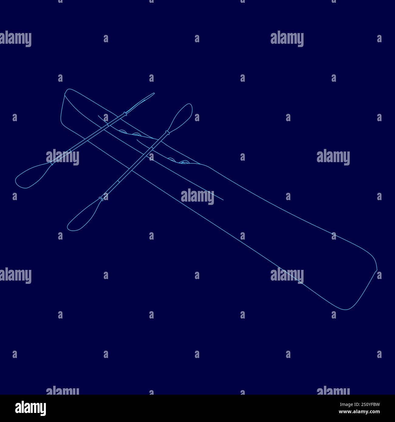 Blue background with a canoe paddle and a canoe on it. The canoe paddle ...