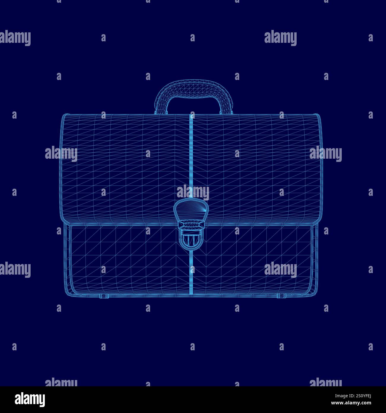 Blue 3D drawing of a briefcase. Front view. Vector illustration Stock ...