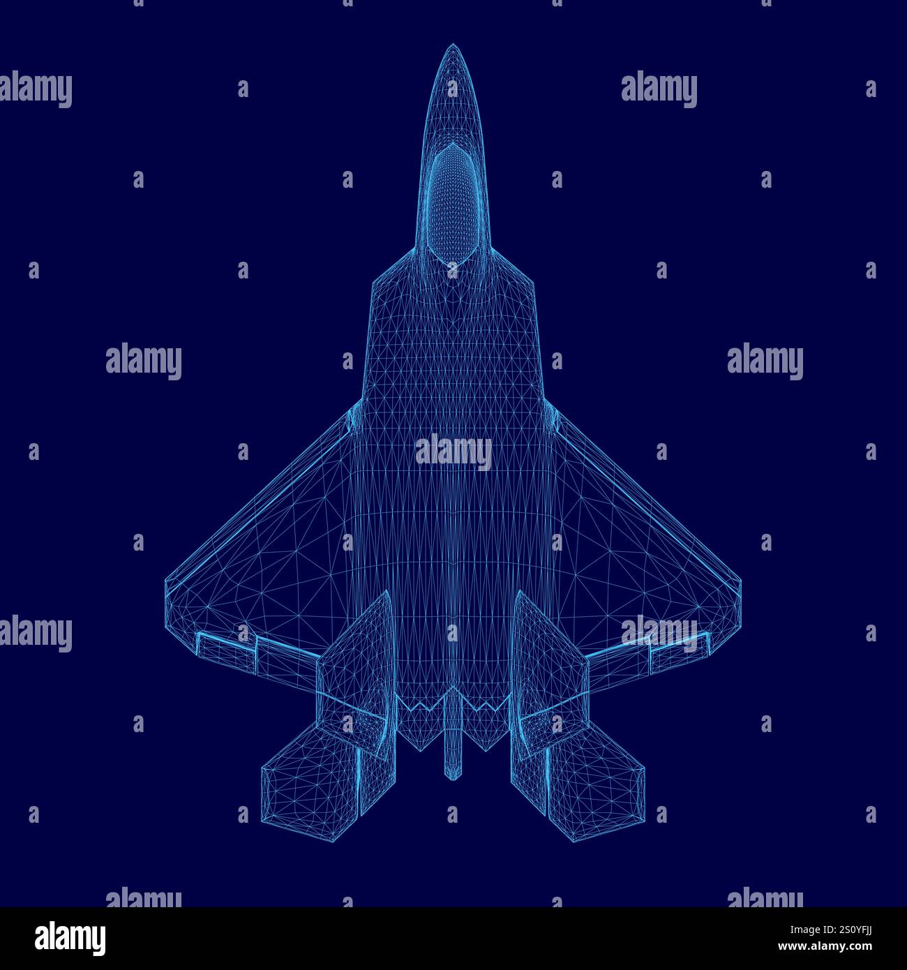 Blue jet is shown image. The jet is a fighter jet and is shown in a ...