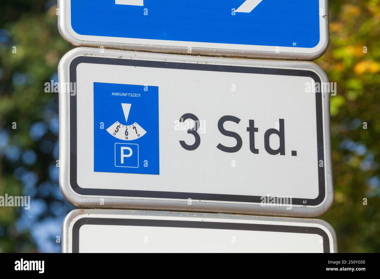 Traffic sign parking lot with parking disk, parking, Germany Stock ...