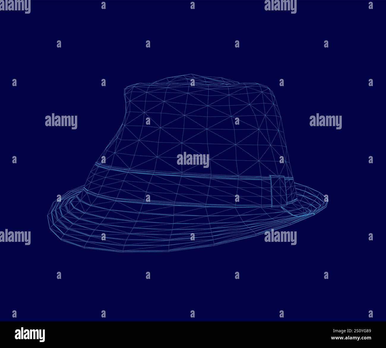 Hat is shown in a blue color. The hat is made of lines and dots. The ...
