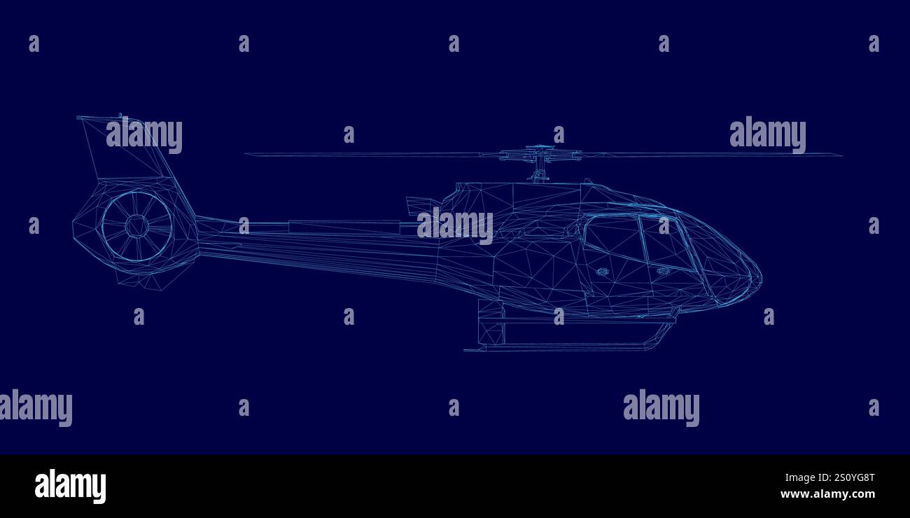 Blue helicopter is shown image. The image is a stylized representation ...