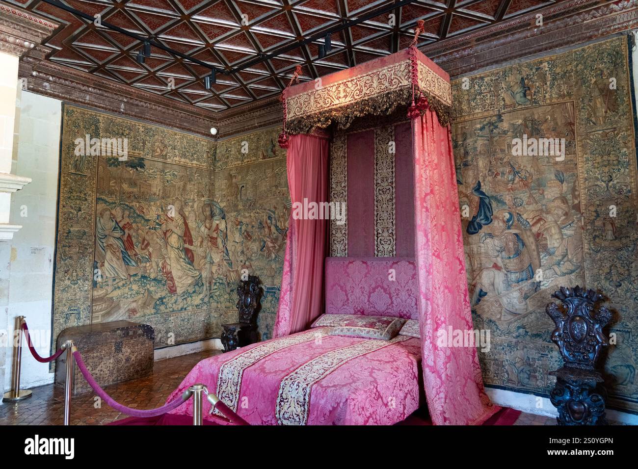 a bedroom and four-poster bed at the world-famous 'Ladies chateau ...