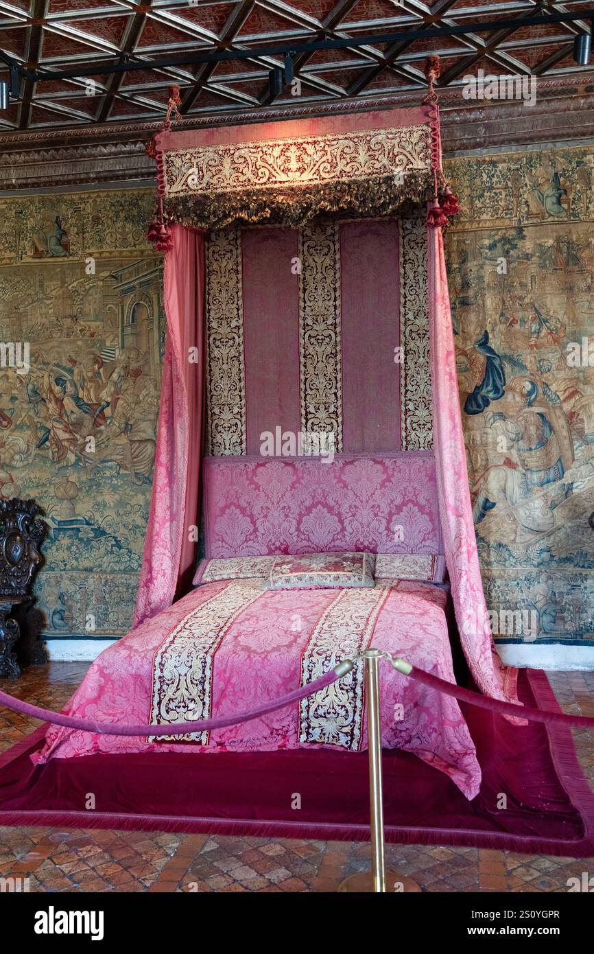 a bedroom and four-poster bed at the world-famous 'Ladies chateau ...