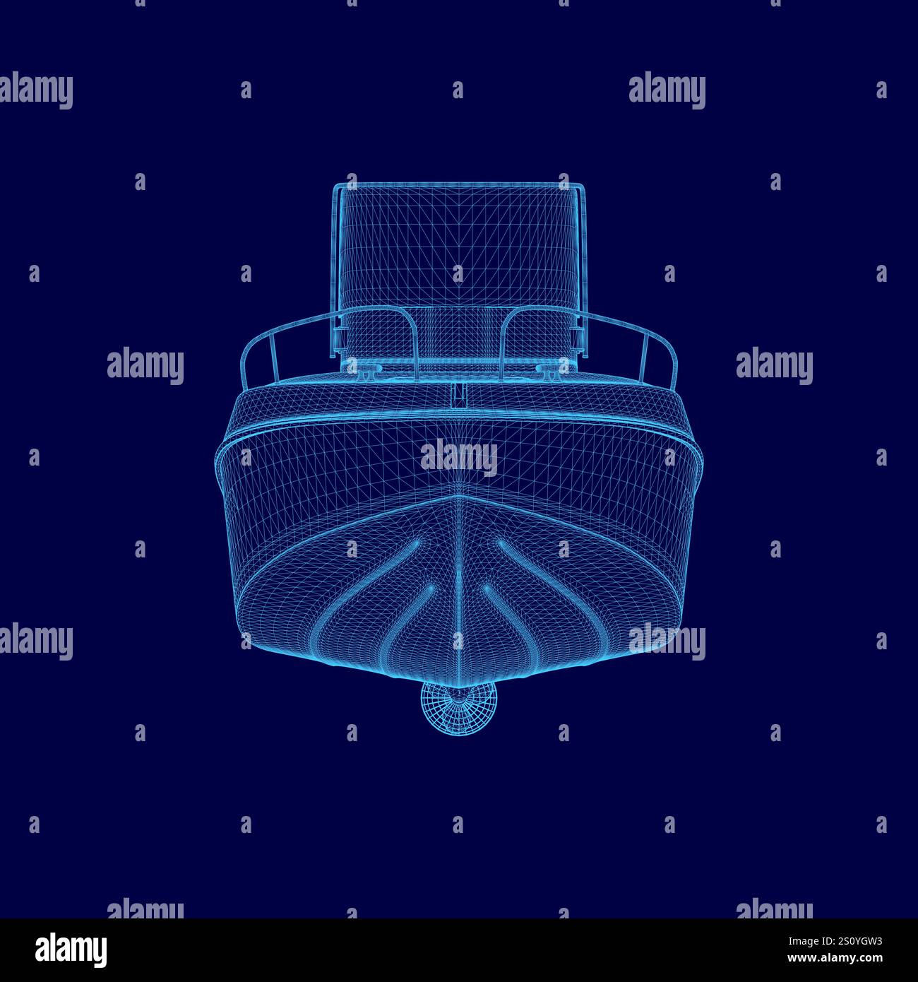Blue boat outline. The boat is shown in a 3D format Stock Vector Image ...