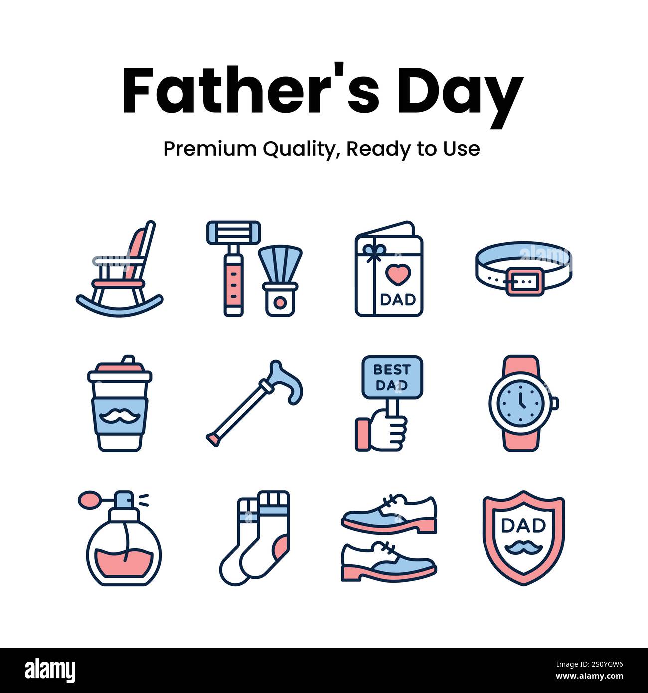 Grab this amazing fathers day icons pack in editable style Stock Vector ...