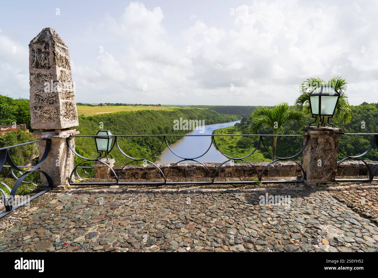 Awesome view from Altos de Chavon of the river Chavon and forest around ...