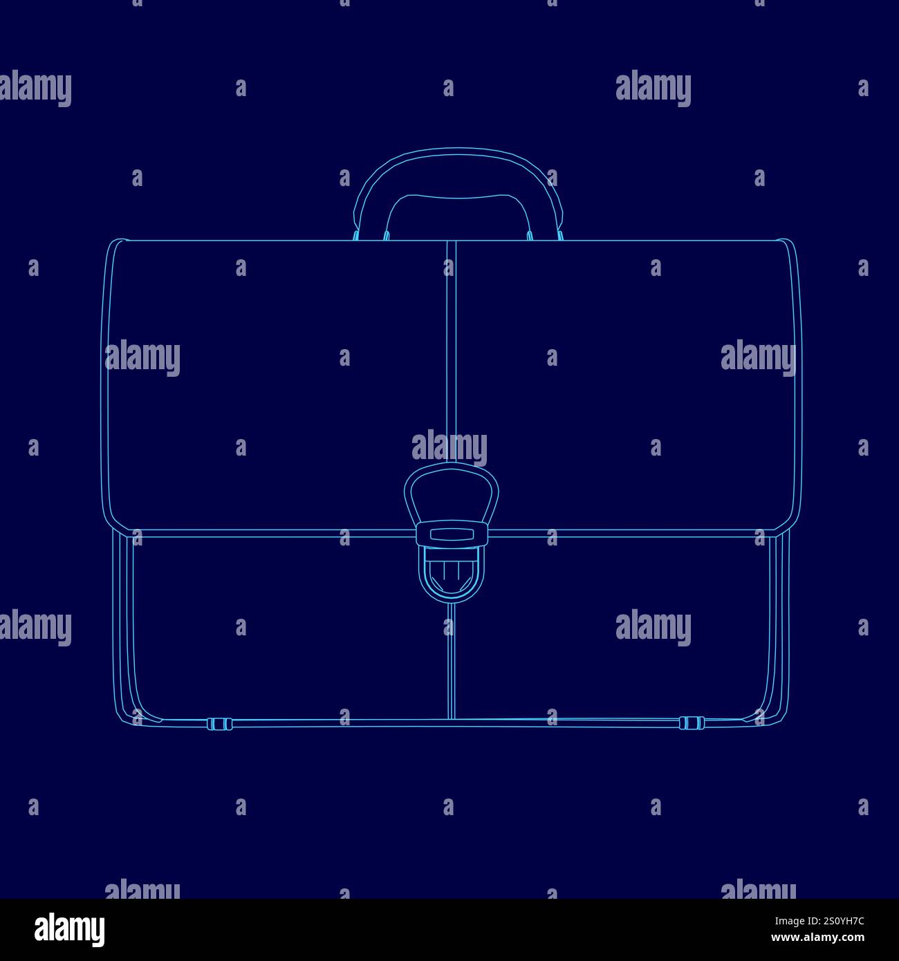 Blue briefcase with a handle. The briefcase is made of leather and has ...