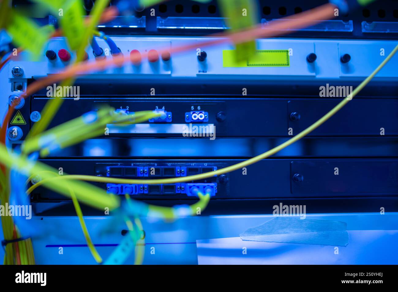 fiber optic with servers in a technology data center Stock Photo - Alamy