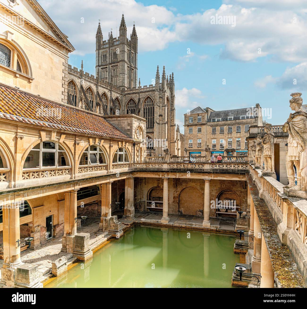 The Roman Baths complex, a site of historical interest in the English ...