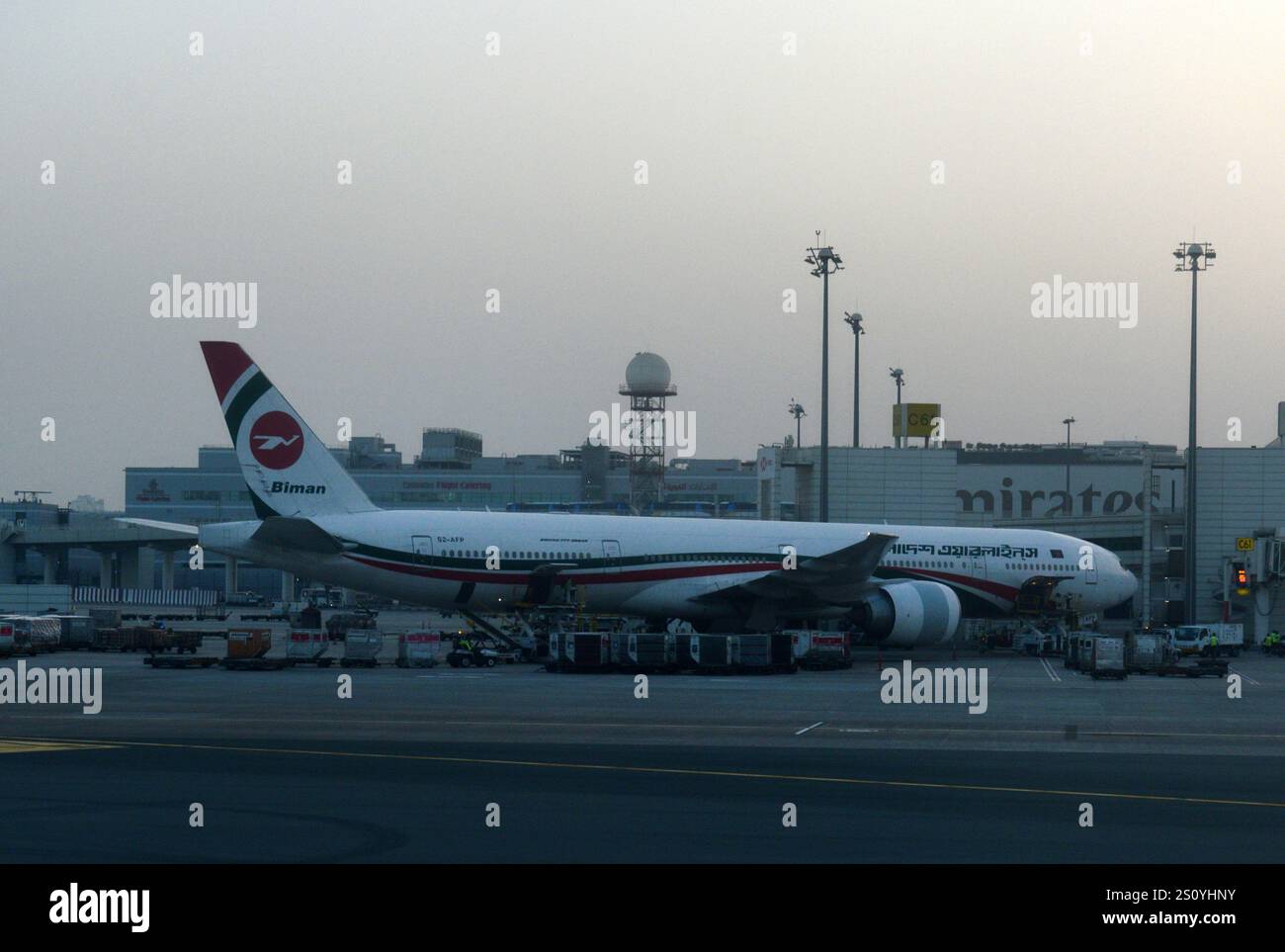 Bangladesh Biman Airlines plane at Dubai International Airport Stock ...