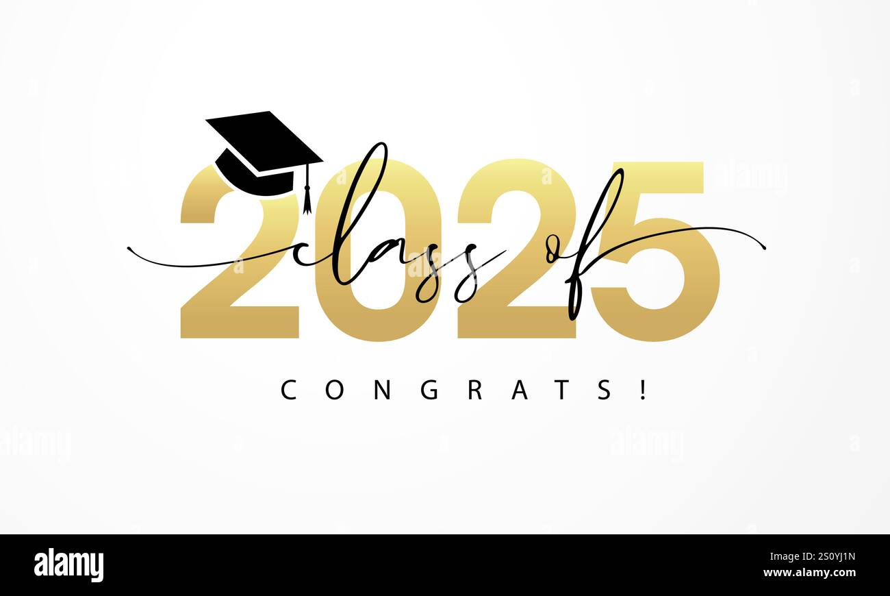 Class of 2025 Congrats lettering logo design. Congratulation graduation ...