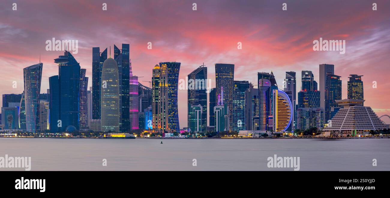 Beautiful Doha Skyline view from Corniche Doha Qatar Stock Photo - Alamy