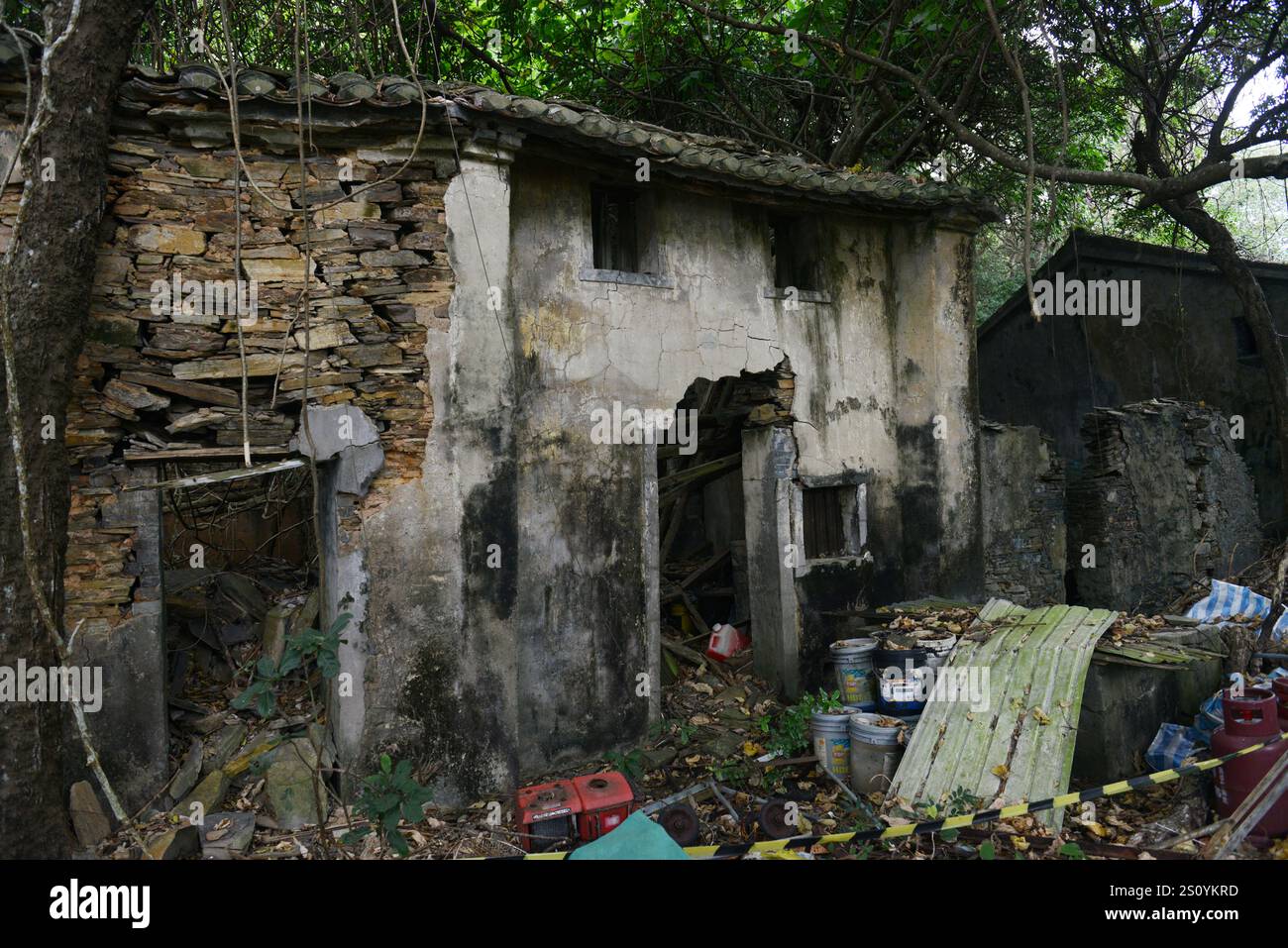 A deserted village on the east coast of Tung Ping Chau island in Hong ...