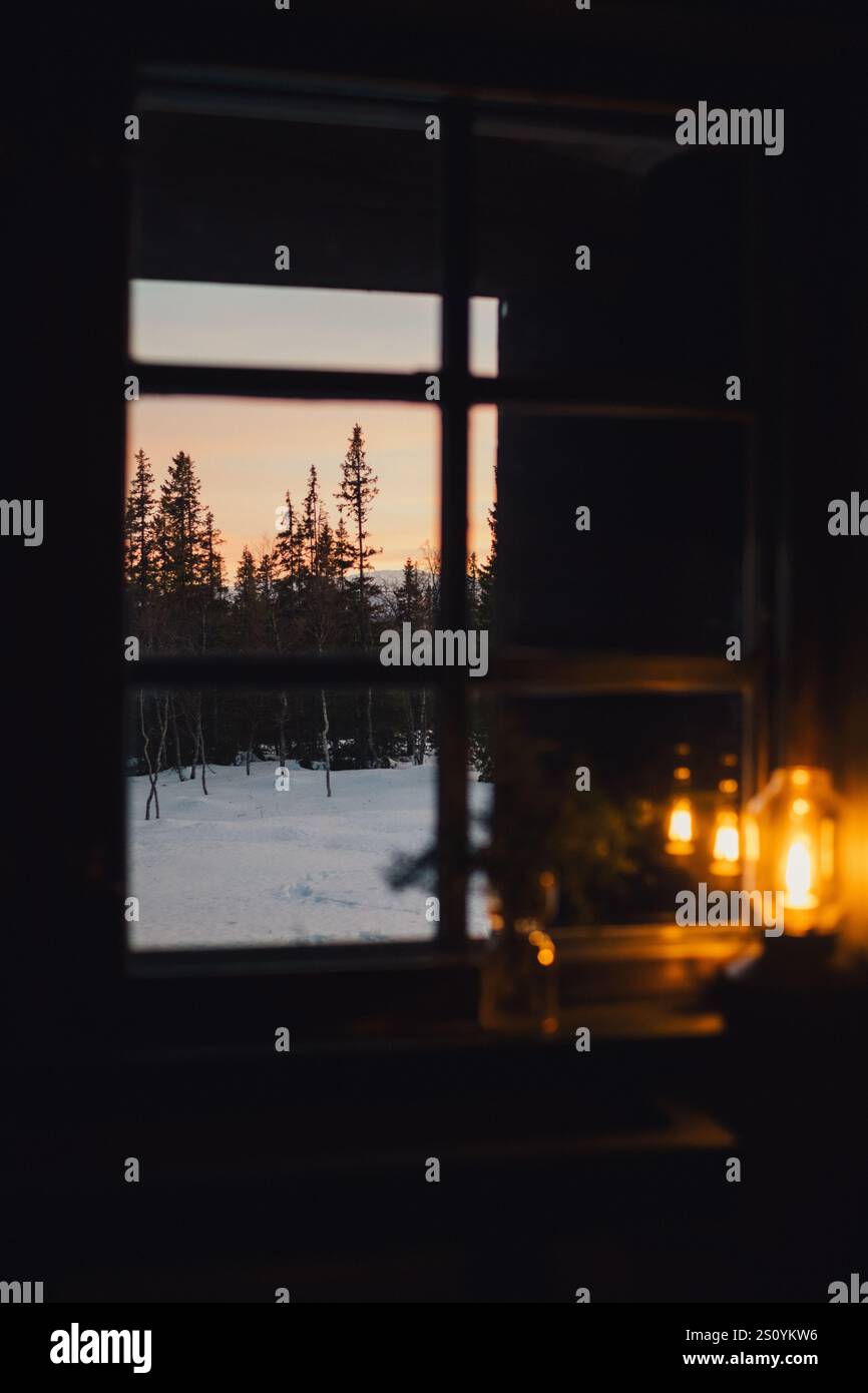 Sweden snow cabin trees hi-res stock photography and images - Alamy