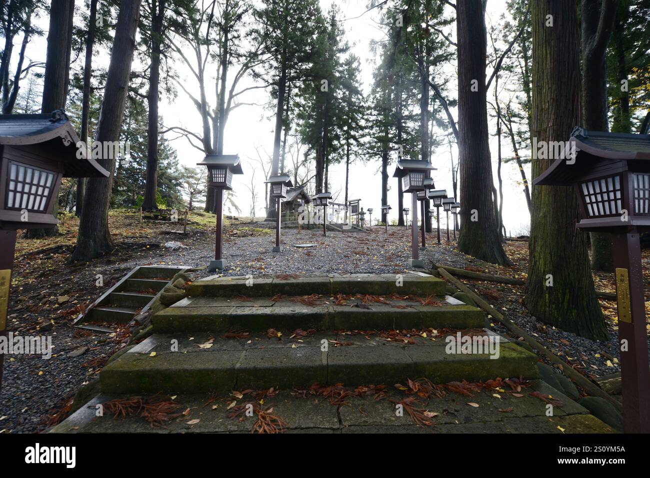 Suwa Taisha Shimosha Akimiya Shinto shrine near Suwa lake in Nagano ...