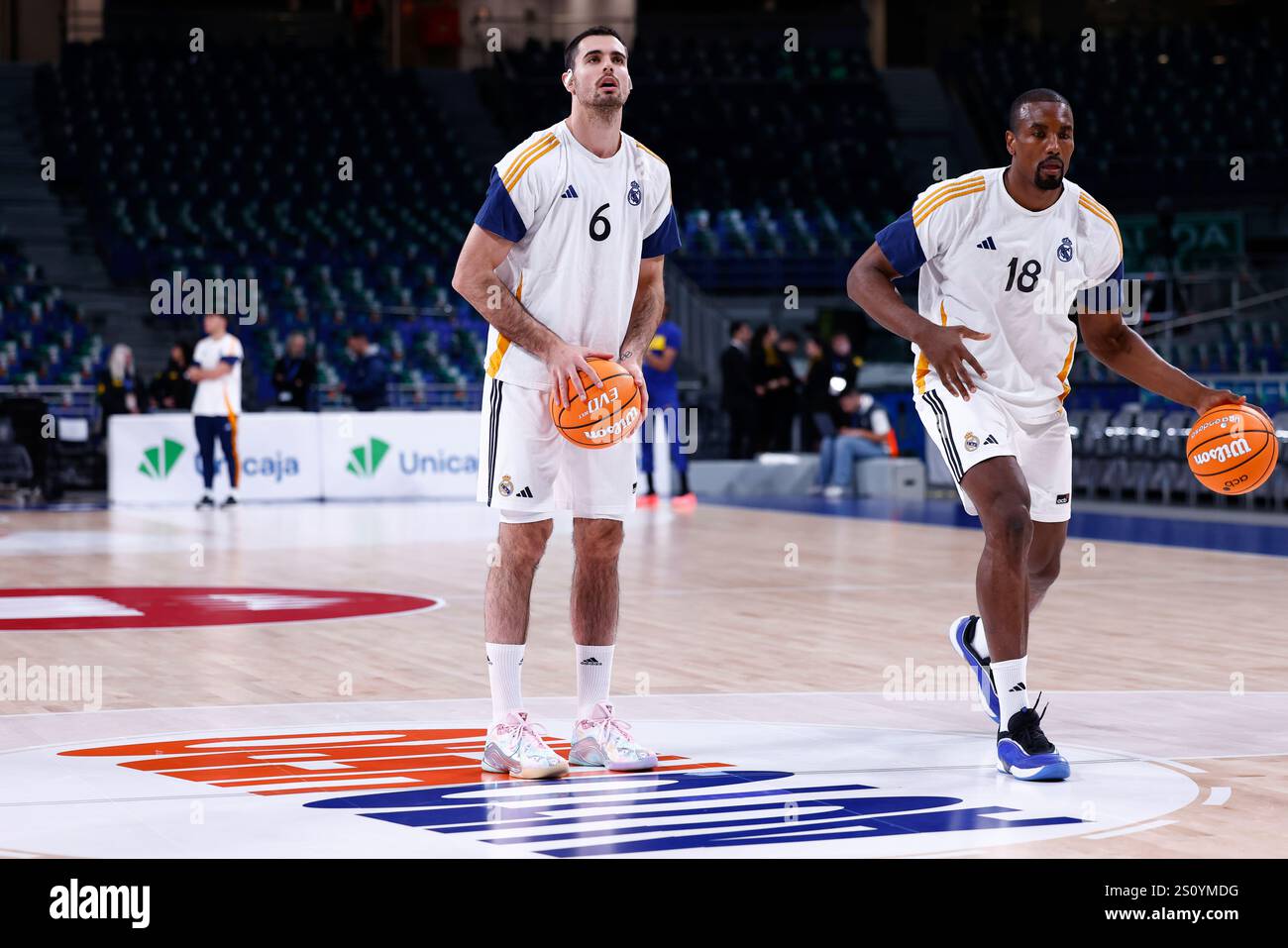 Alberto Abalde Diaz of Real Madrid warms up during the Spanish League, Liga ACB Endesa ...