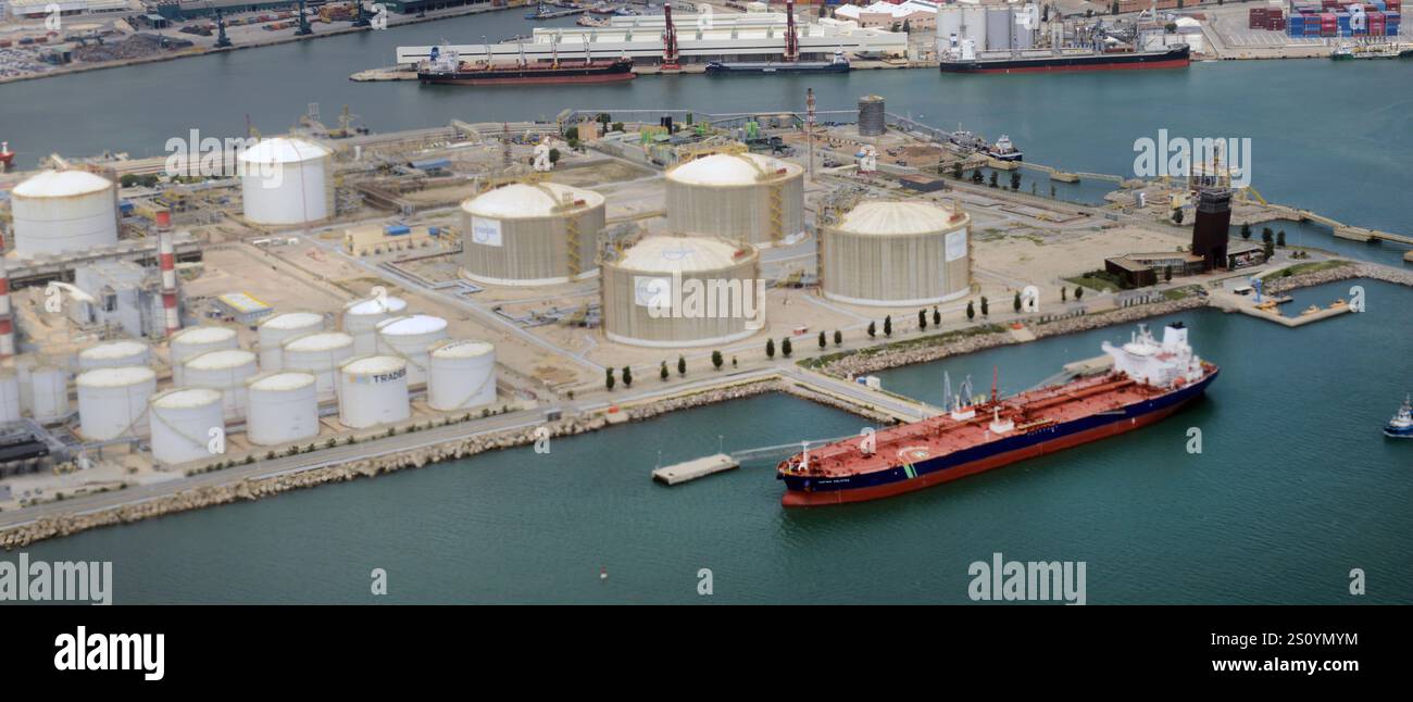 Aerial view of the seaport in Barcelona, Spain Stock Photo - Alamy