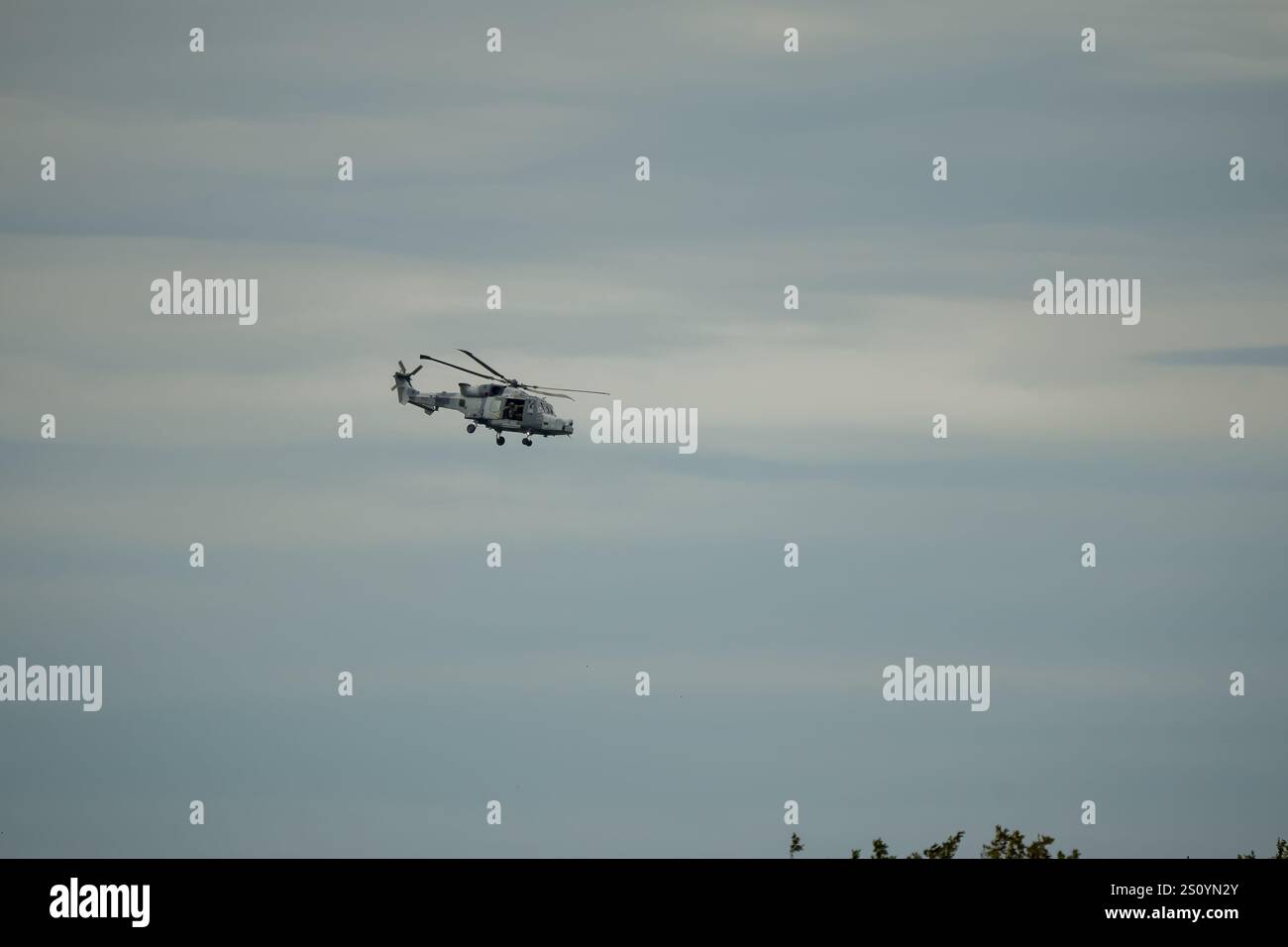 Agusta Westland Wildcat AW159 helicopter in low level flight Stock ...