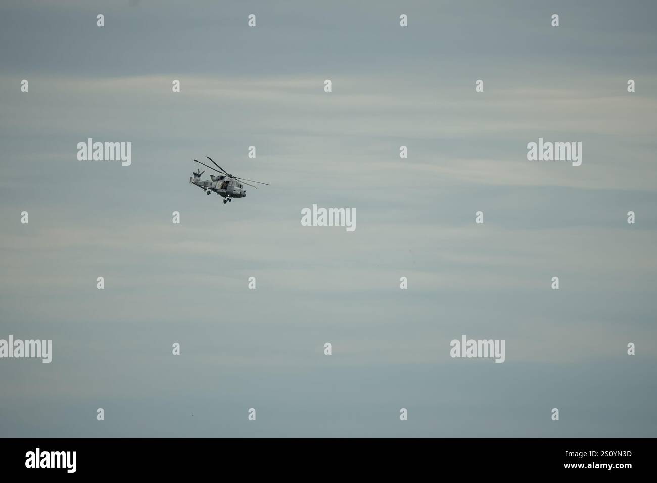 Agusta Westland Wildcat AW159 helicopter in low level flight Stock ...