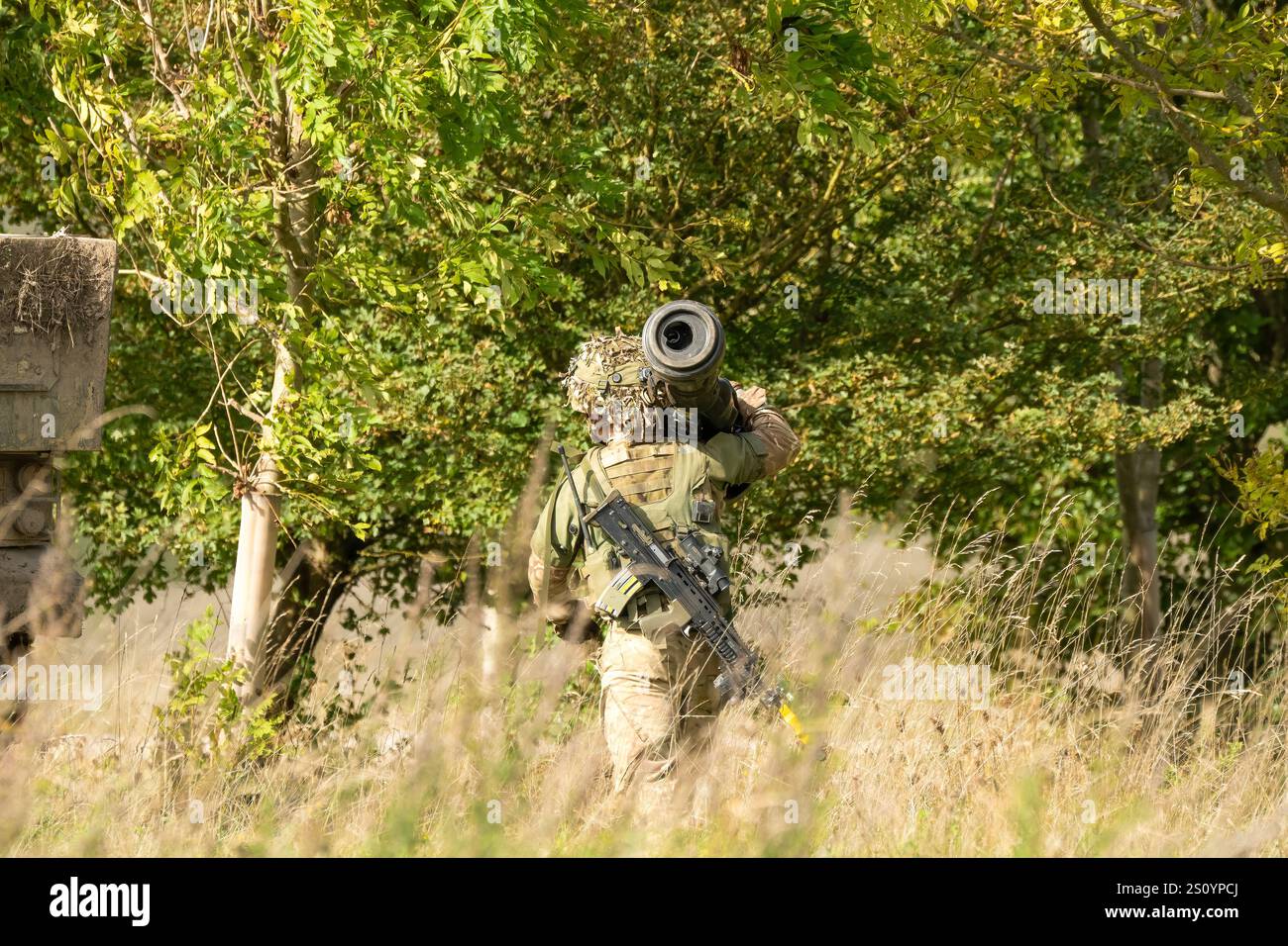 Close-up of a British army Infantry soldier with a Saab Bofors Dynamics ...