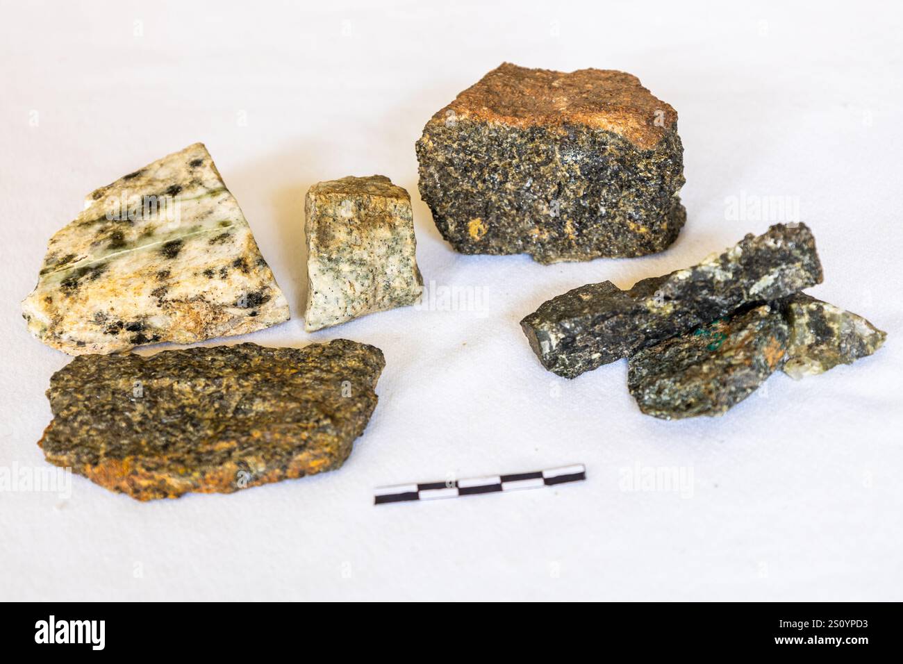 A collection of different rock samples, of the Bushveld Igneous complex ...