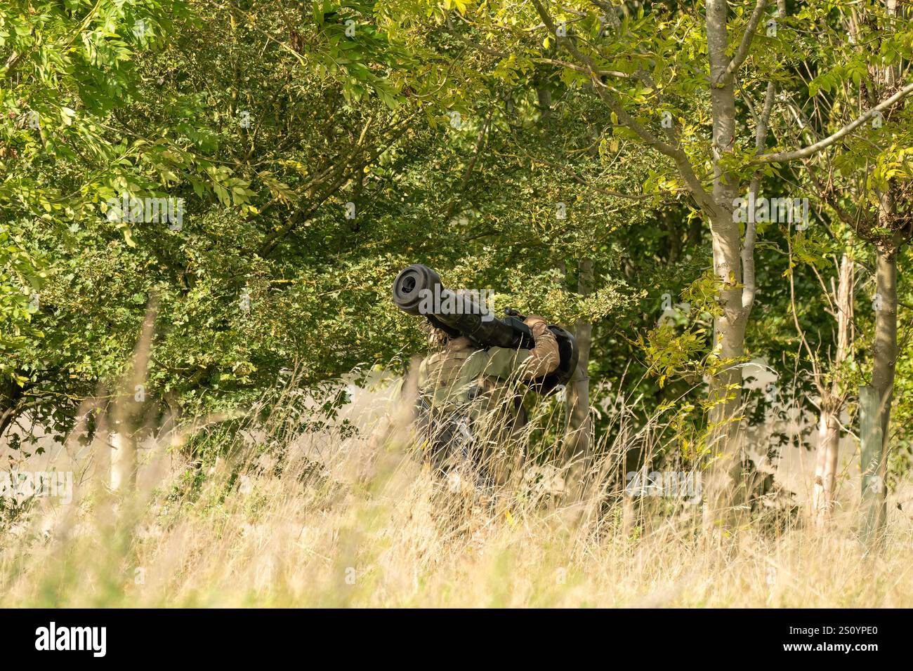 Close-up of a British army Infantry soldier with a Saab Bofors Dynamics ...