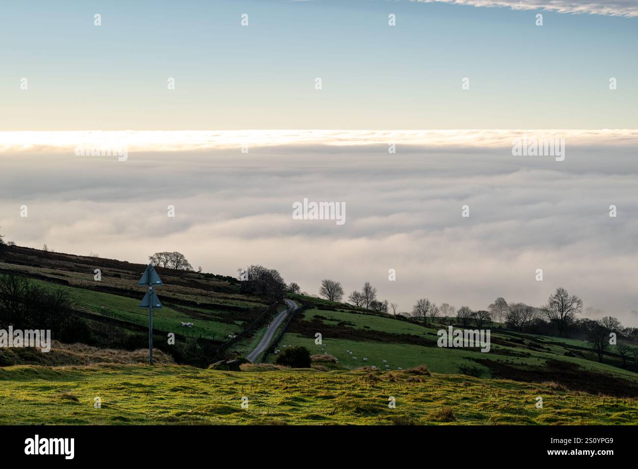 A temperature inversion at The Roaches during winter in the Peak ...
