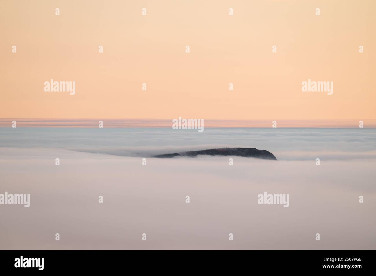 A winter sunrise landscape vignette of Bosley Cloud, Congleton during a ...