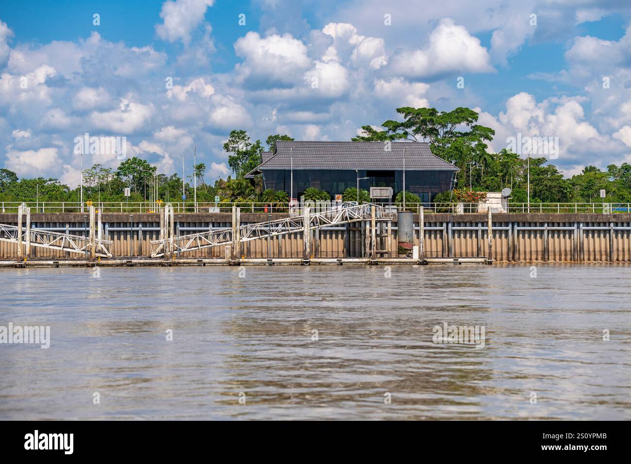 Harbour of Providencia along the Napo River, Amazon rainforest, Ecuador ...