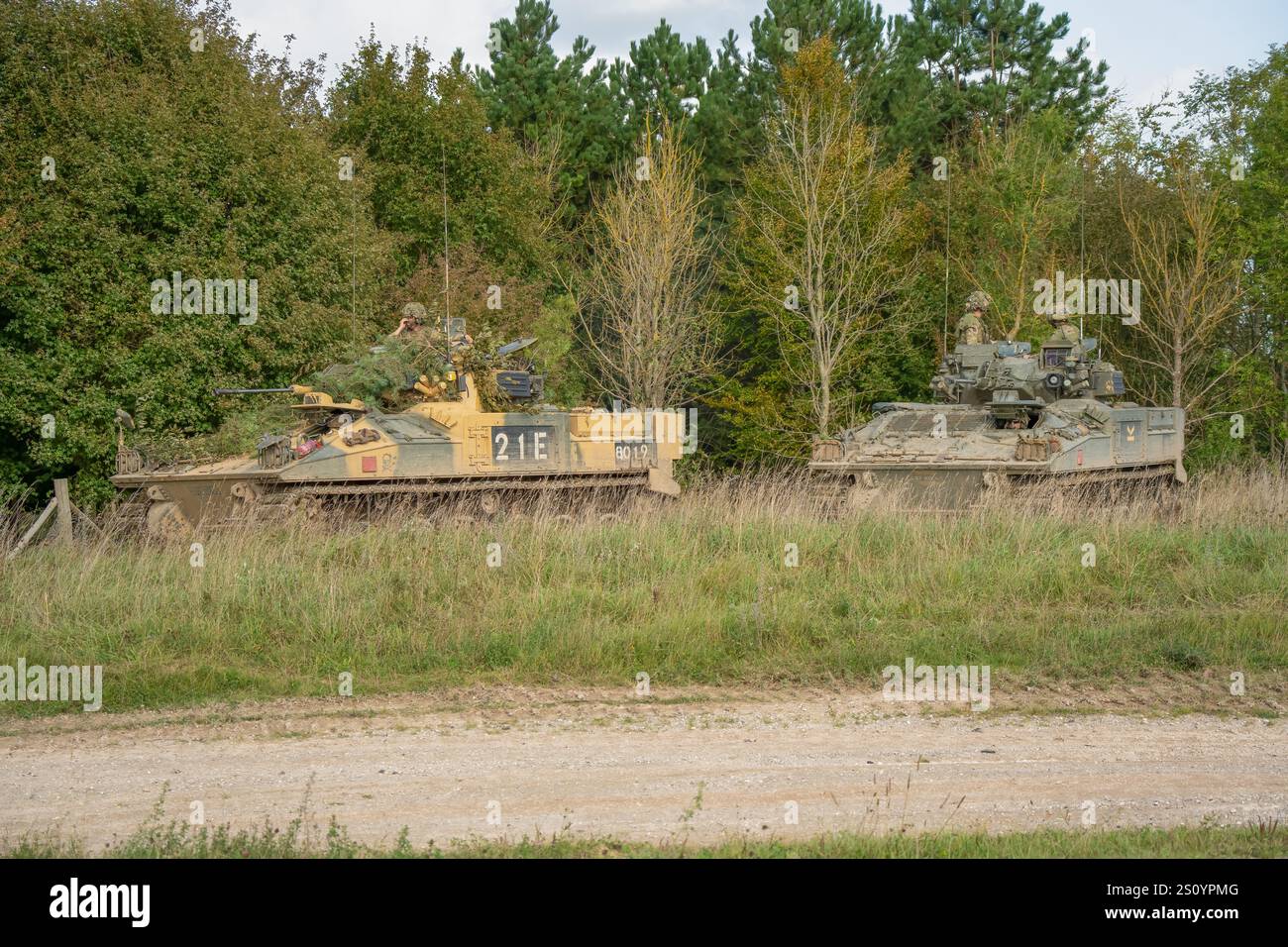 a pair of British army Warrior FV510 Infantry Fighting Vehicles in ...