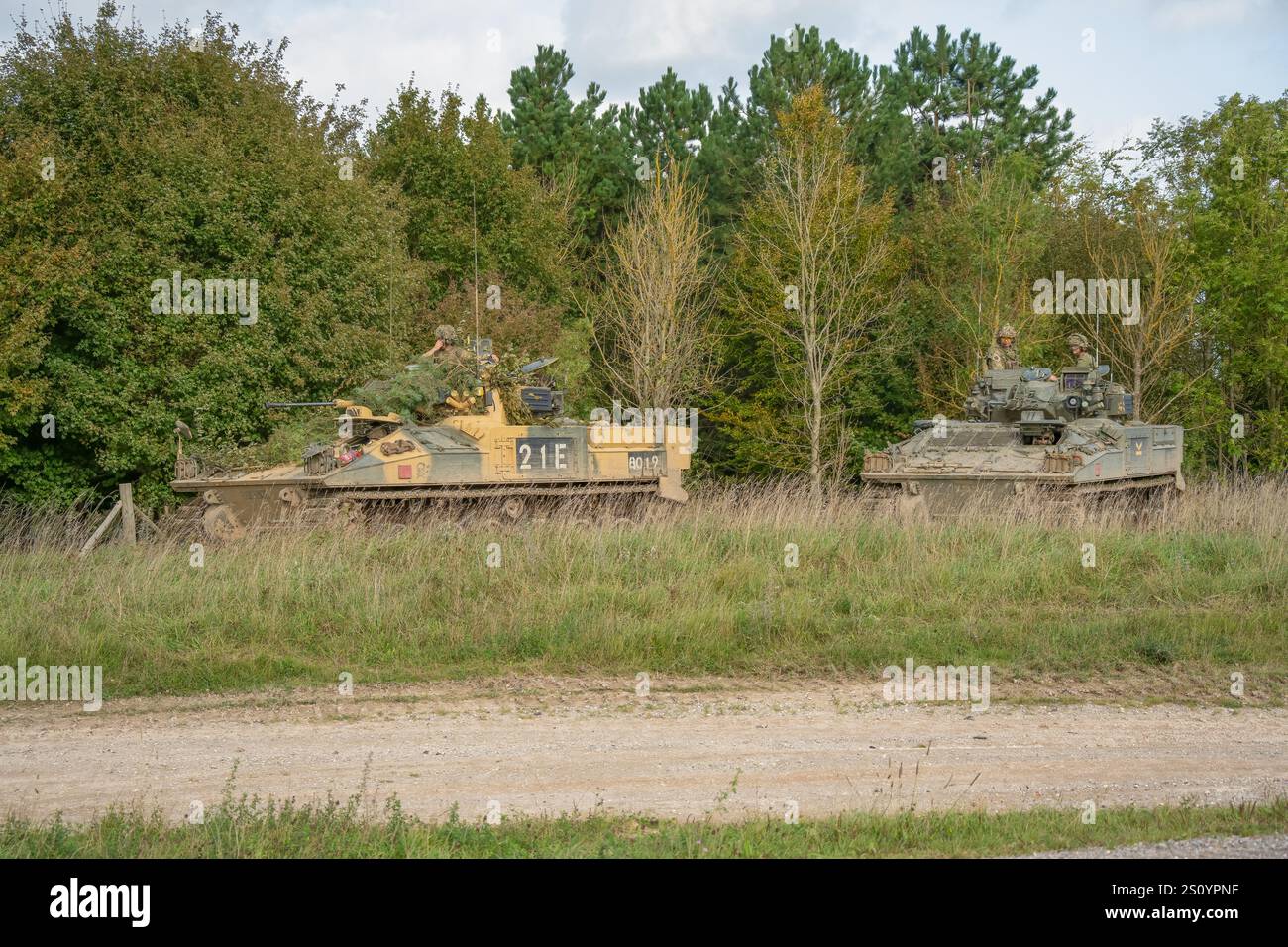 a pair of British army Warrior FV510 Infantry Fighting Vehicles in ...