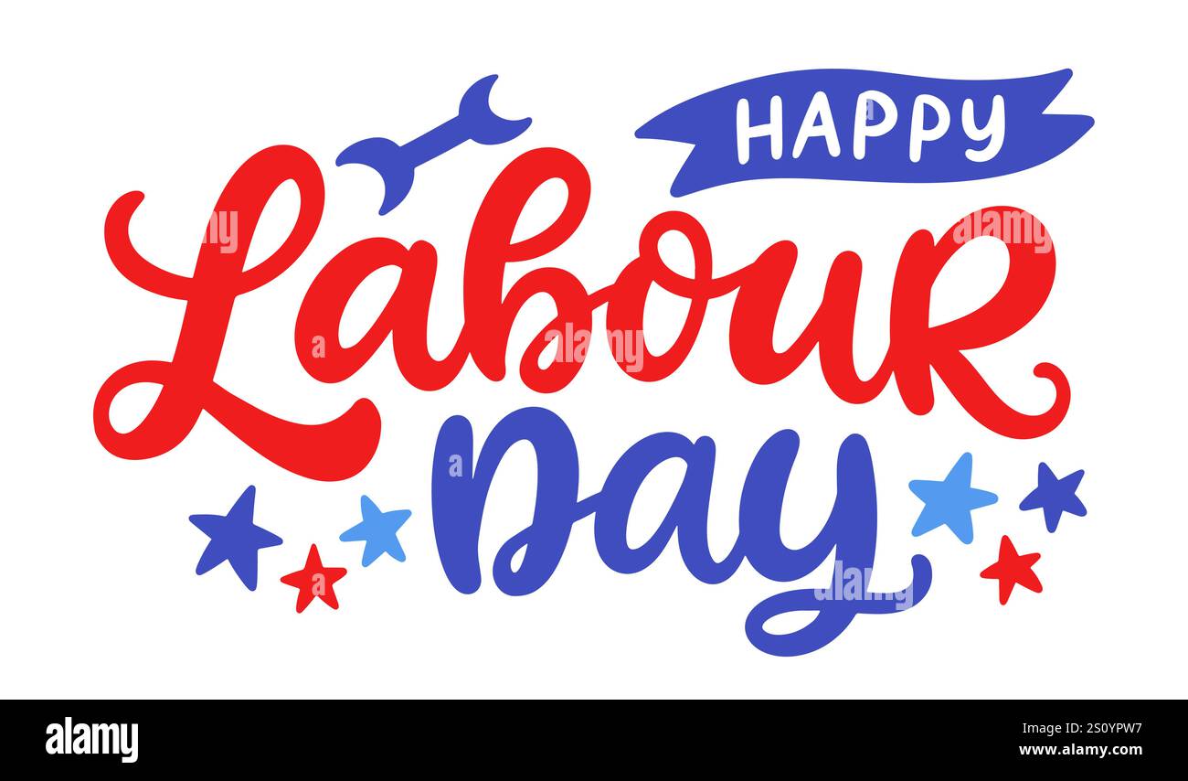 Happy Labor Day American Holiday Banner Lettering Stock Vector Image ...