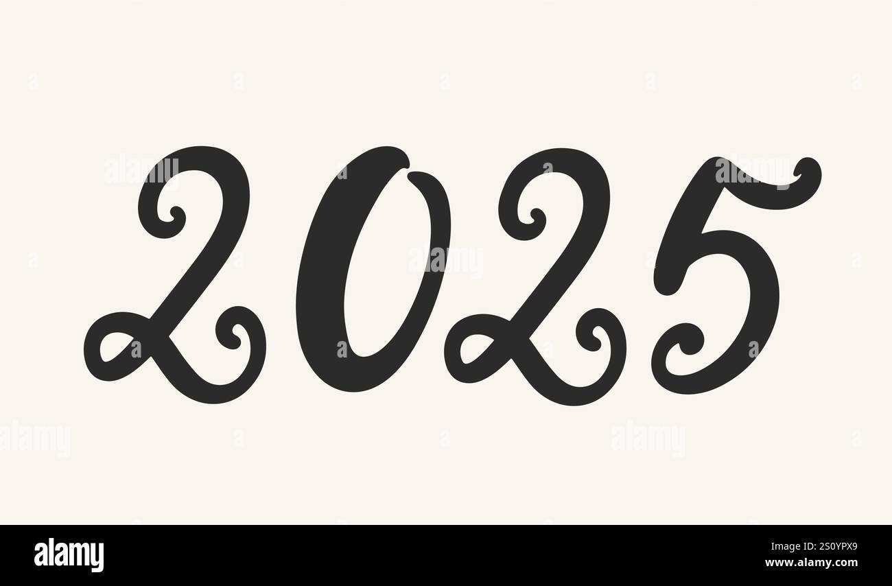 New Year 2025 Hand Lettering Banner Vector Numbers Stock Vector Image ...