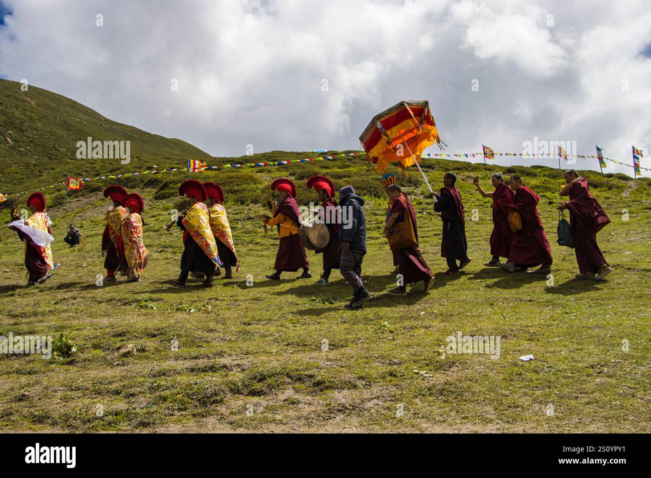 Menri Ponlob Thinley Nyima Rinpoche arrives at the 67th Shelri Dugdra ...