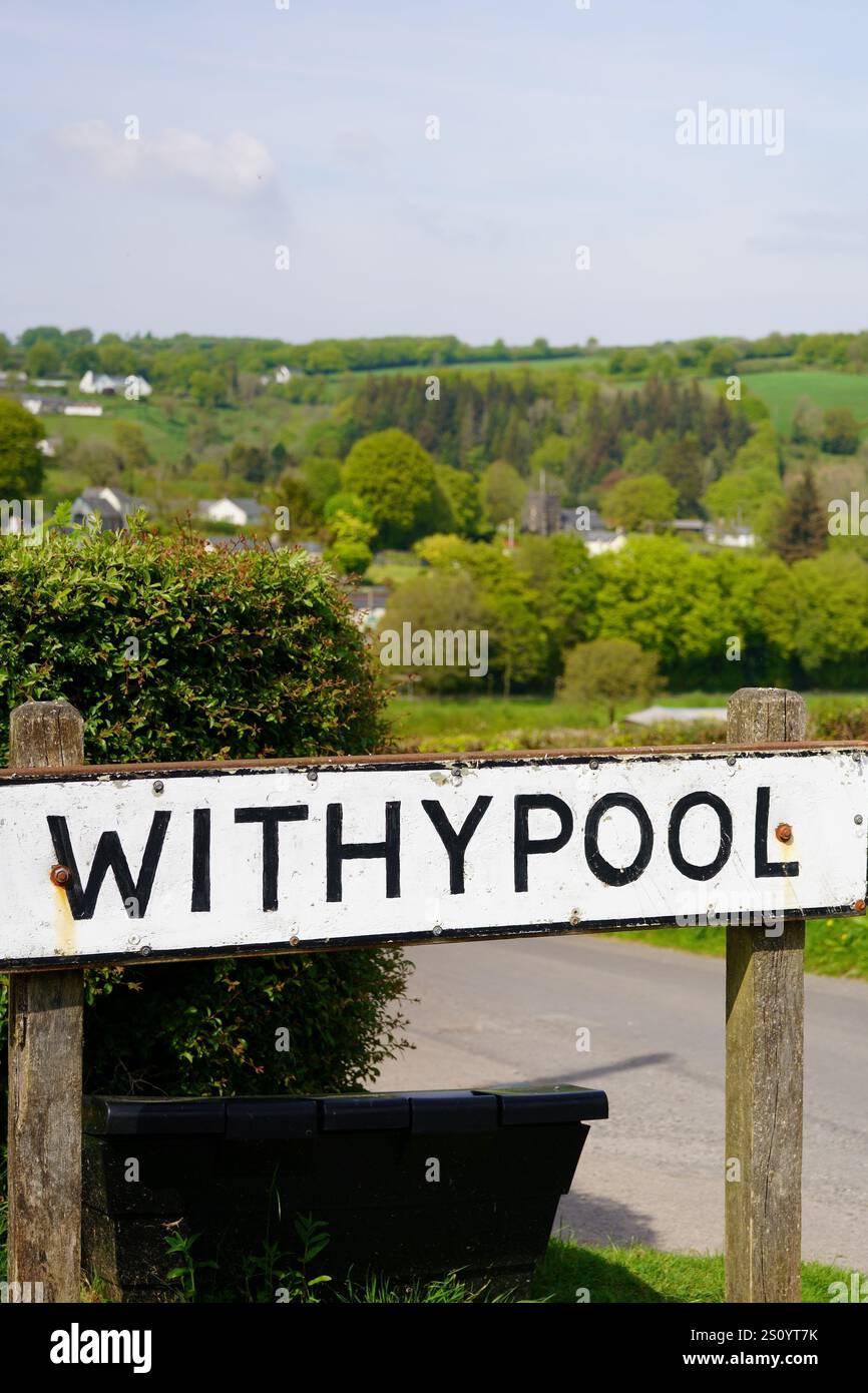 Withypool Village Road Sign, Exmoor National Park, Somerset, England ...