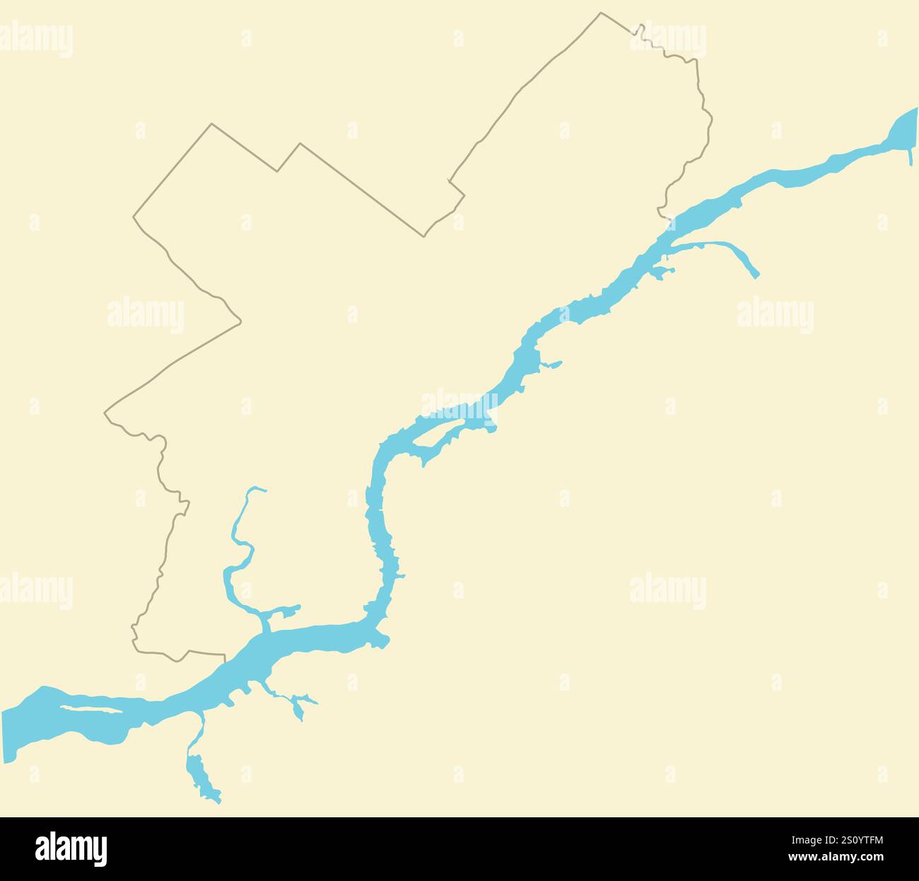 Outline map of Philadelphia city borders on the background of Delaware ...