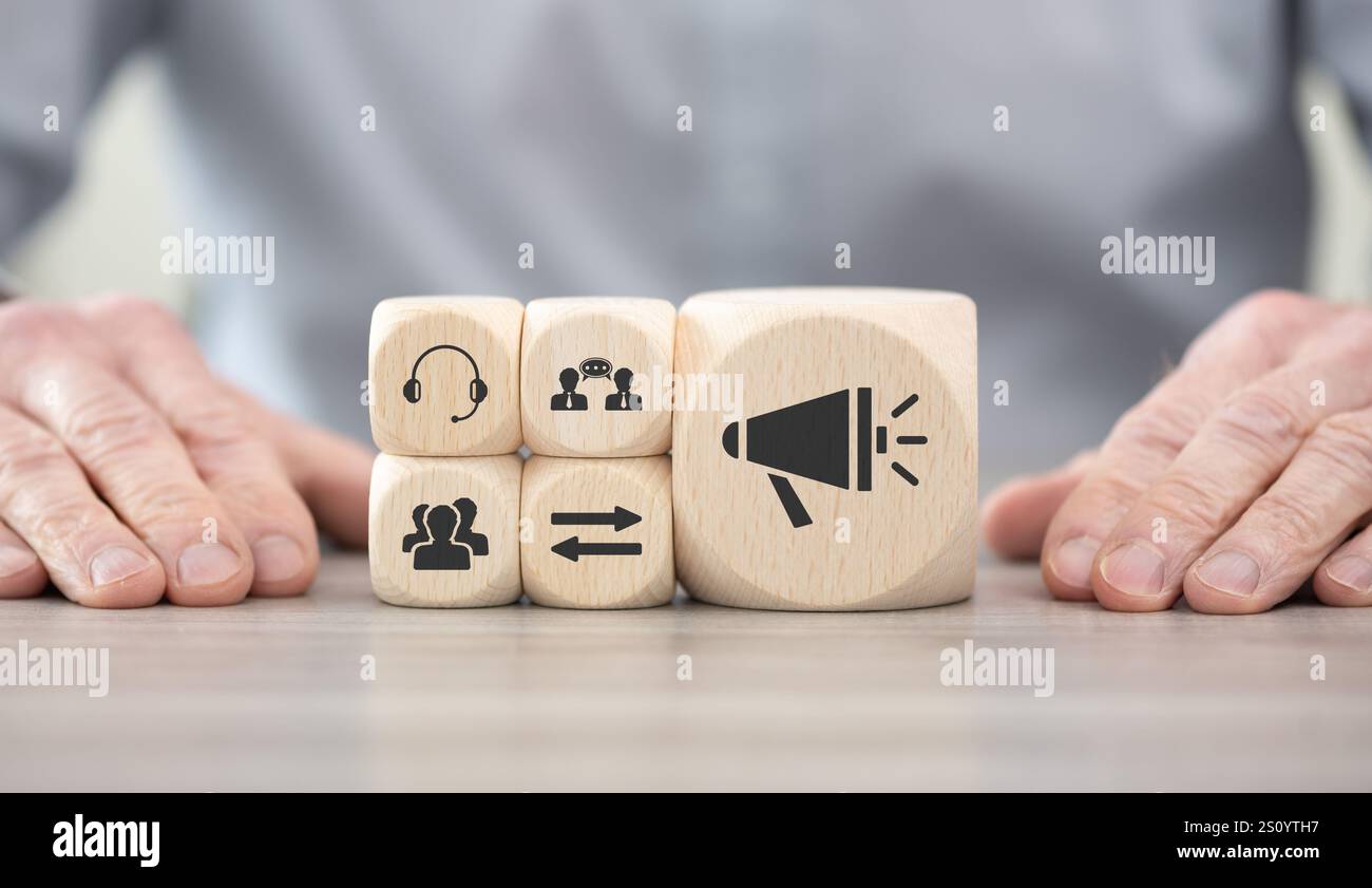 Wooden blocks with symbol of communication concept Stock Photo - Alamy