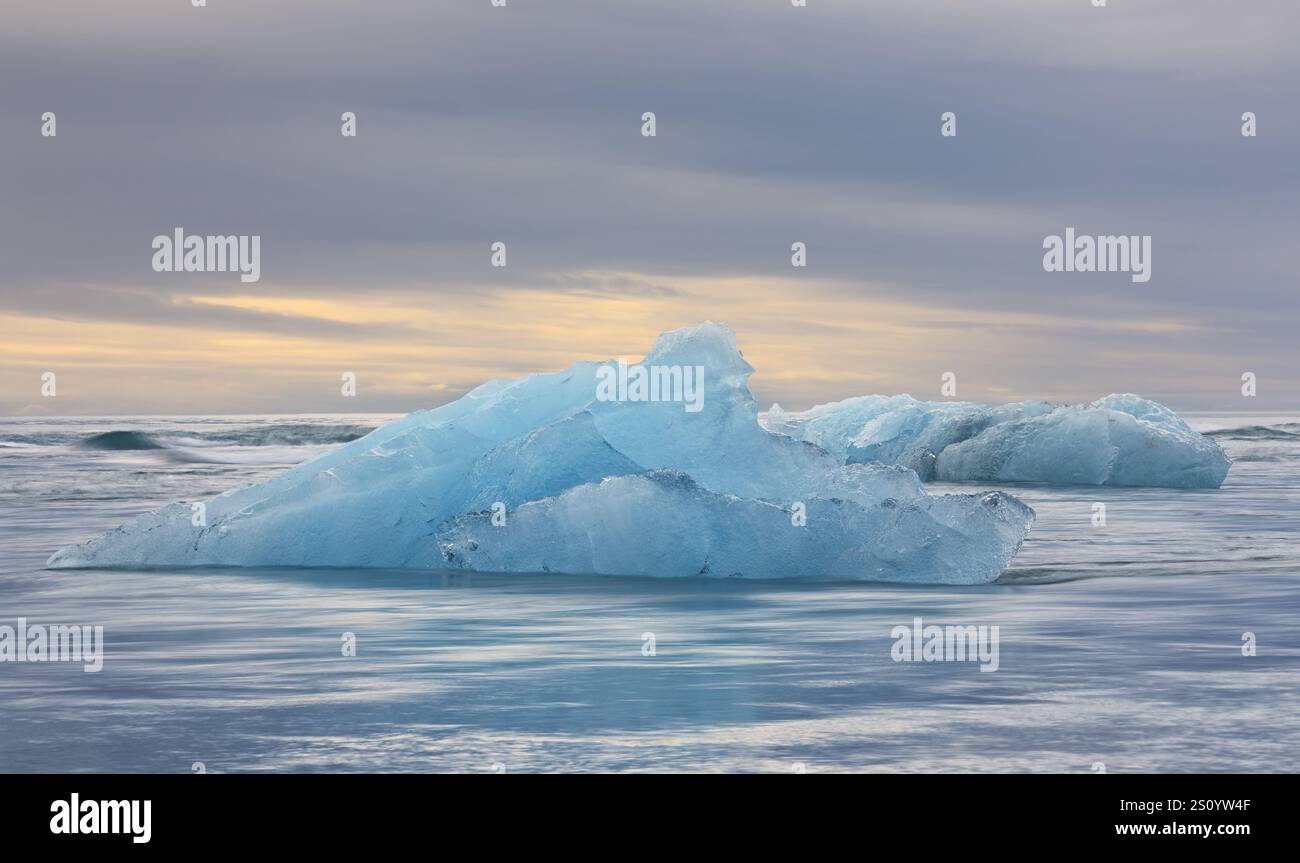 Iceberg from the Jokulsarlon glacial lagoon drifting in the North ...
