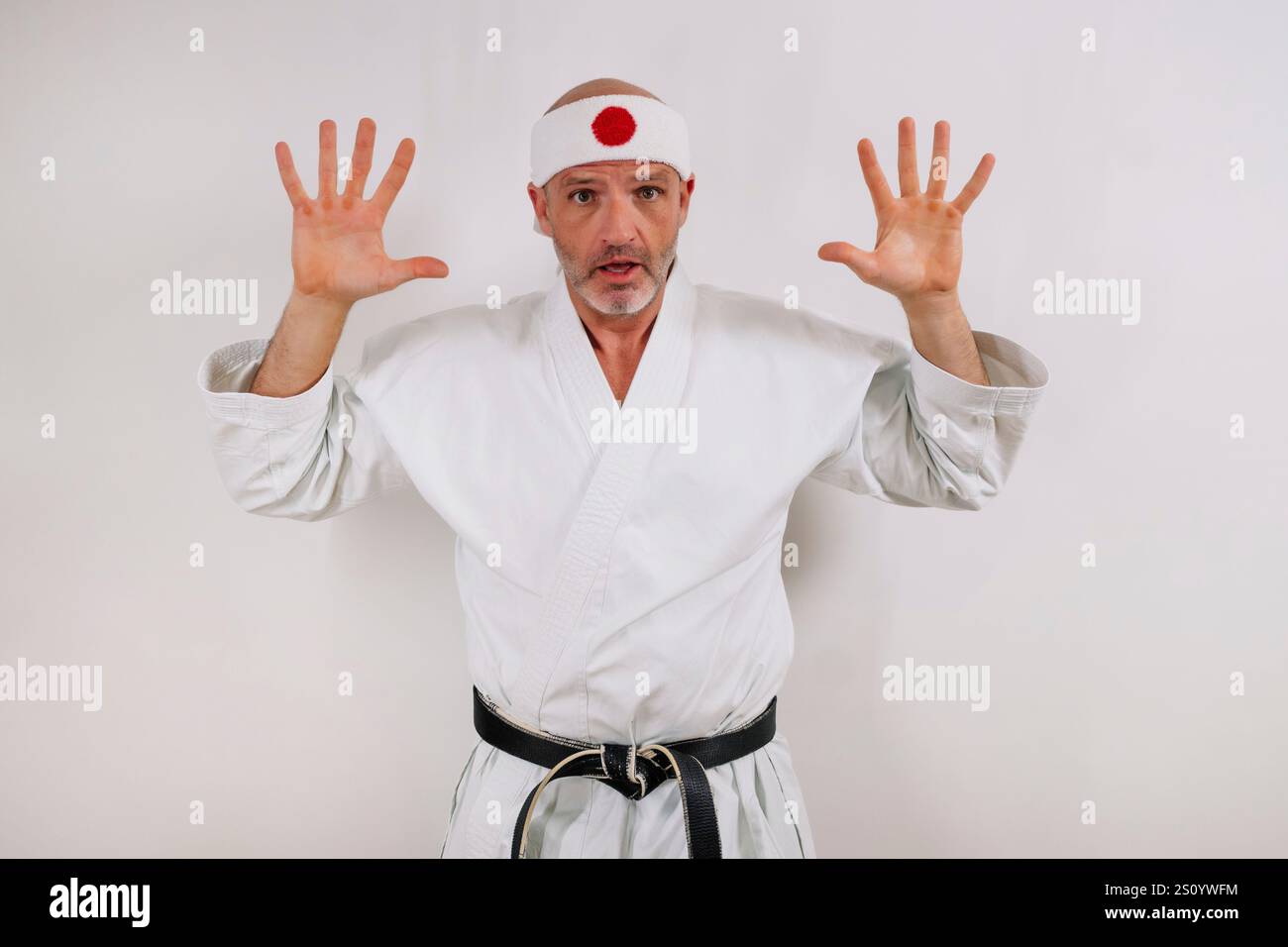 Karate master showing his hands Stock Photo - Alamy