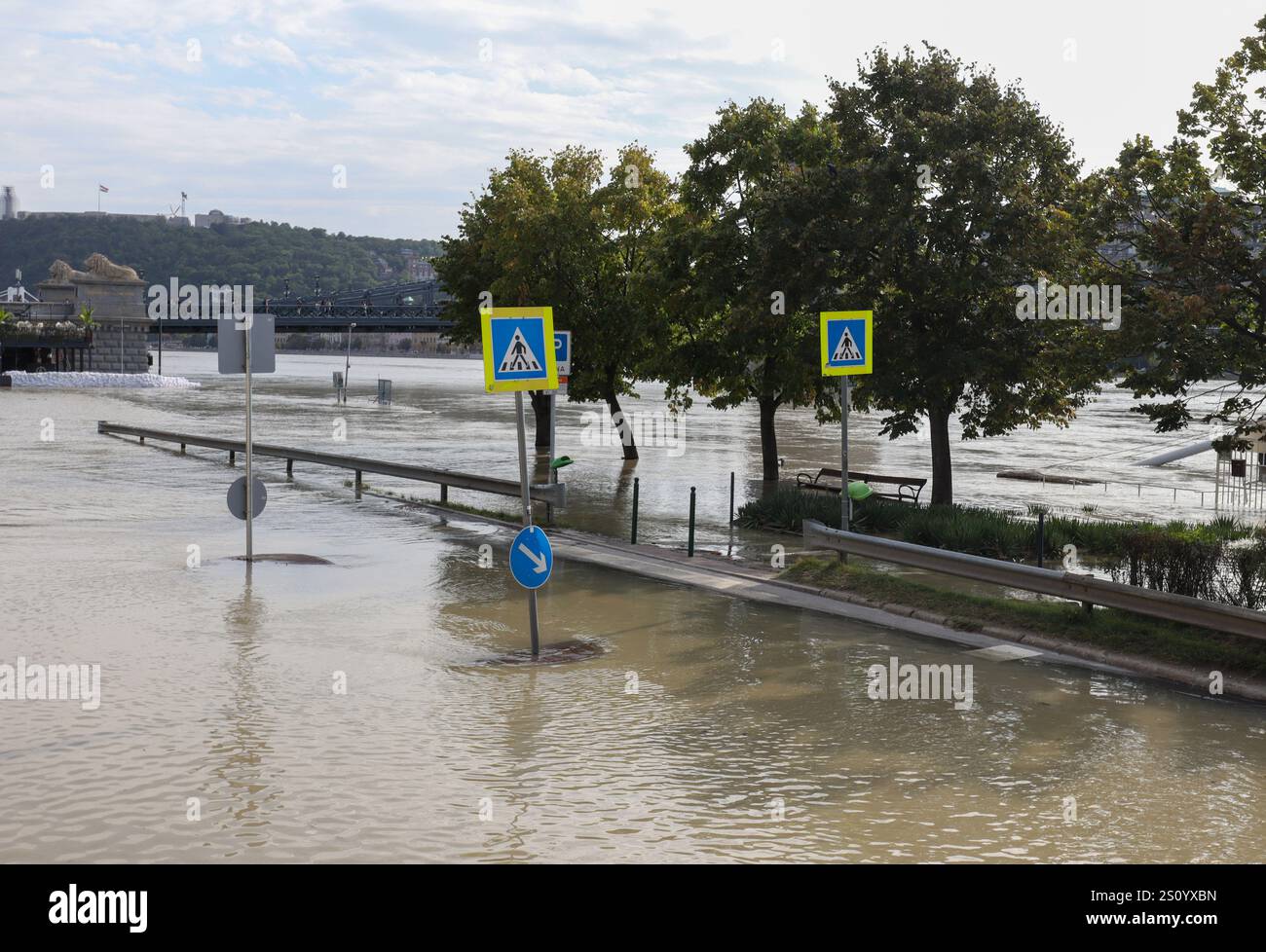 Flooding of the Danube River in Budapest, Hungary, leaving roads and ...