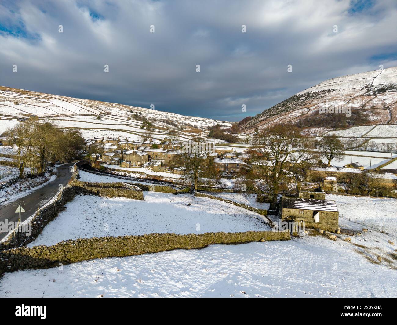 The hamlet of Thwaite at the head of Swaledale in the Yorkshire Dales ...