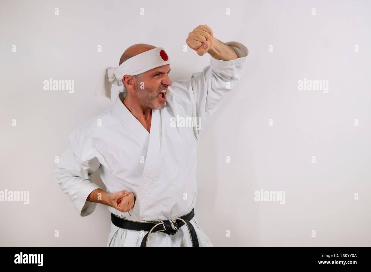 Karate master in defense position Stock Photo - Alamy