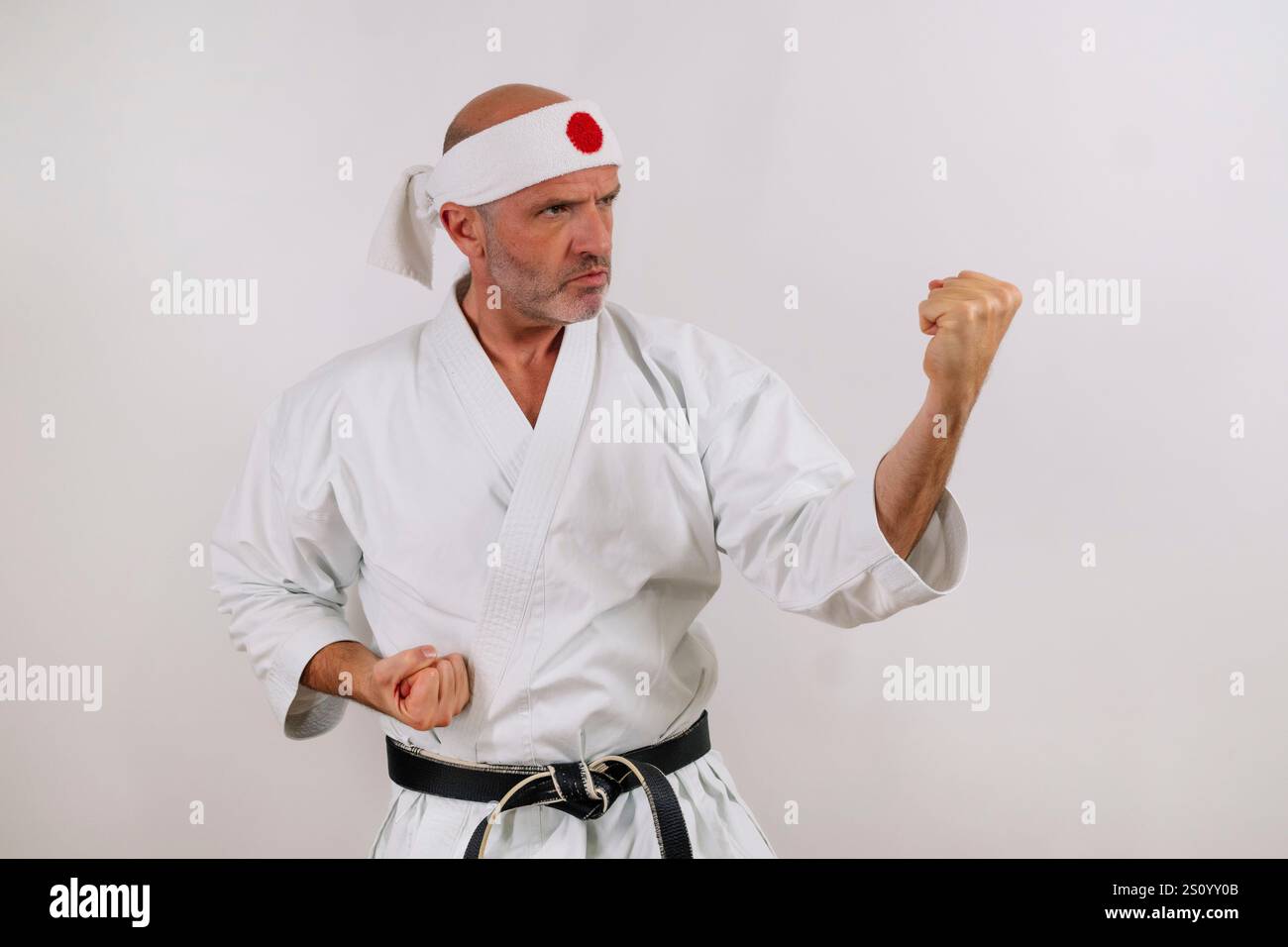 Karate master in defense position Stock Photo - Alamy