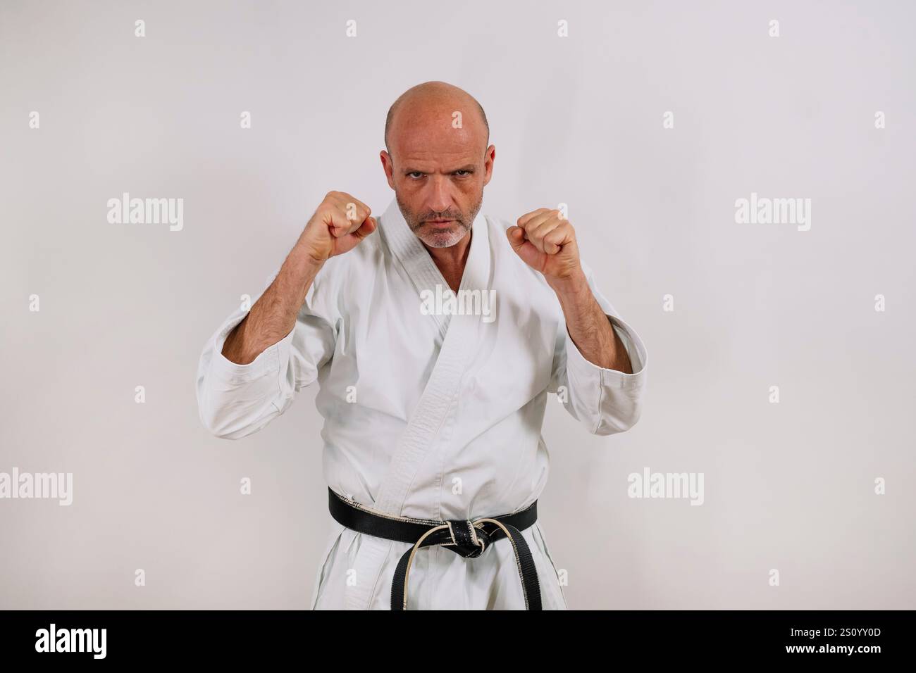 Karate master in defense position Stock Photo - Alamy