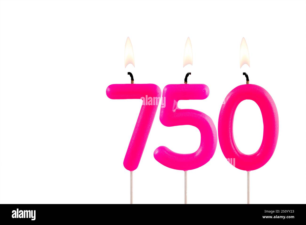 Candles forming the number 750 - white background Stock Photo - Alamy