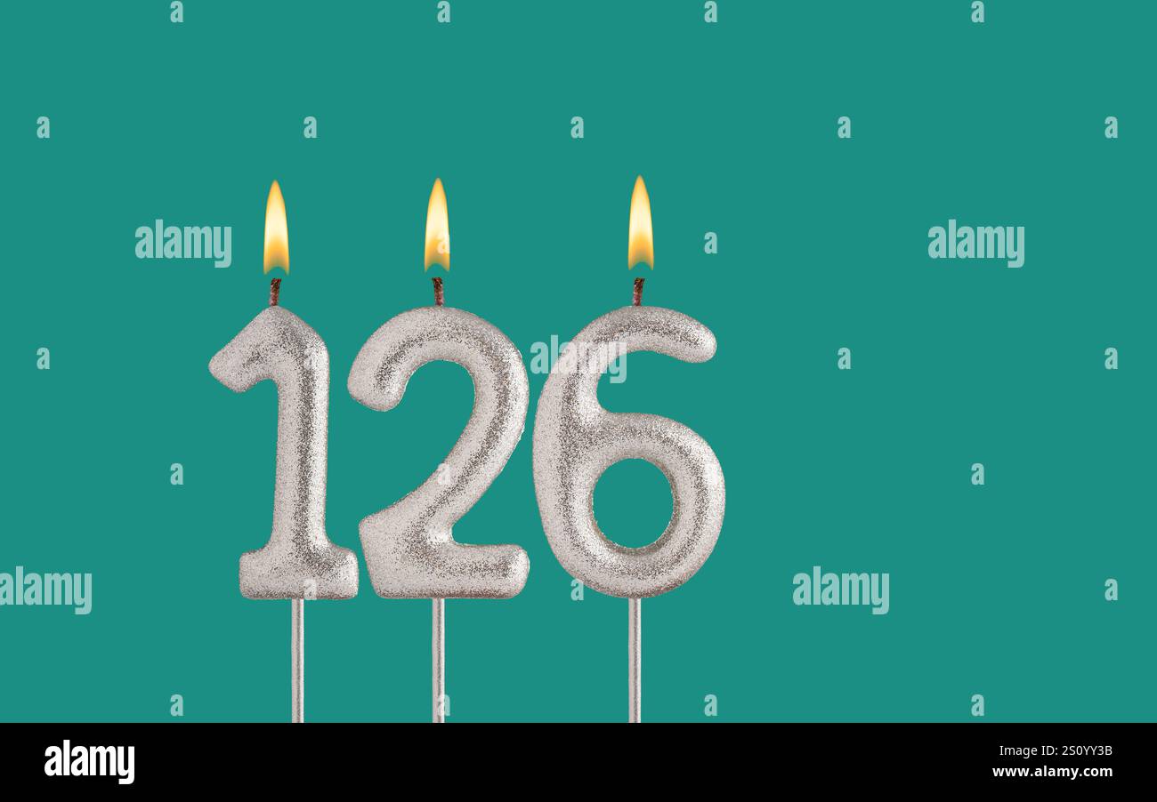Birthday card on a green background - Candle in the shape of the number ...