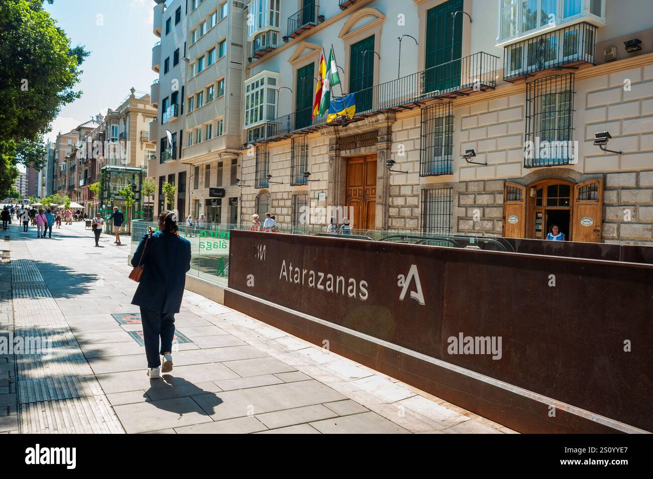 Malaga, Spain, Woman Walking Away, Crowd of People, Tourists, Walking ...